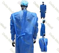 China Sterile PP SMS Disposable Surgery Gowns With Tie On The Back Neck Knitted Cuff for sale