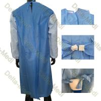 China PP SMS Disposable Sterile Gown With Velcro On The Back Neck Knitted Cuff for sale