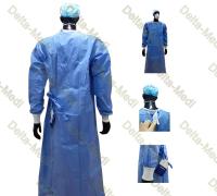 China PP SMS Disposable Sterile Gown With Velcro On The Back Neck Knitted Cuff for sale
