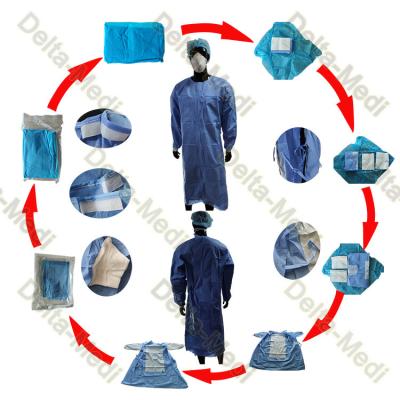 China Reinforced Sterile Disposable Surgical Gown Hospital SMS Patient Surgical Gown for sale