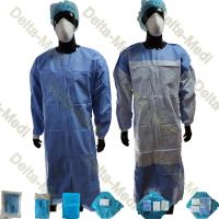 China Medical Disposable Reinforced SMS Standard Surgical Gown Knitted Cuff for sale