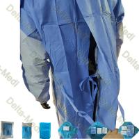 China 45g SMS Reinforced Disposable Medical Isolation Gown With Hand Towel And Wrap for sale