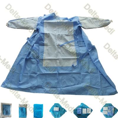 China Blue Knitted Cuff Disposable Surgical Gown 50*80cm Powerful Tensile Strength for sale