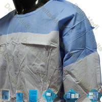 China Blue Knitted Cuff Disposable Surgical Gown 50*80cm Powerful Tensile Strength for sale