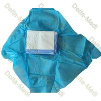 China Personal Care Clinic Reinforced Disposable Sterile Gowns Hook And Loop Fastener for sale