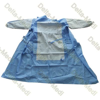 China Personal Care Clinic Reinforced Disposable Sterile Gowns Hook And Loop Fastener for sale