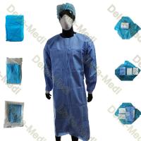China 45g SMS Reinforced Non Woven Surgical Gown With Hand Towel And Wrap for sale
