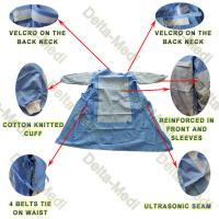 China 45g SMS Reinforced Non Woven Surgical Gown With Hand Towel And Wrap for sale