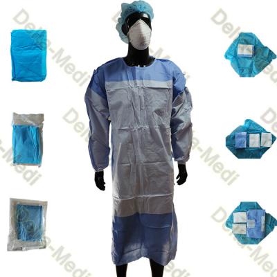 China 510k En13795 Disposable Reinforced Surgical Gown Velcro On The Neck for sale