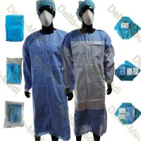 China 45g SMS Reinforced Disposable Medical Gowns With Hand Towel And Wrap for sale