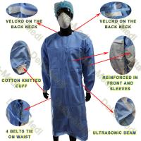 China SMS 45g Reinforced Disposable Surgical Gown Dental With Hand Towel And Wrap for sale