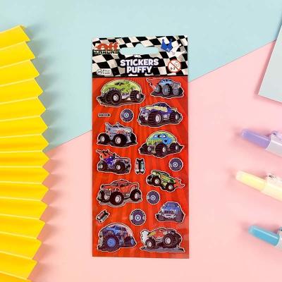 China Non Toxic Cartoon Sticker Sheet 1.25mm Puffy 3d Stickers Soft Elastic for sale