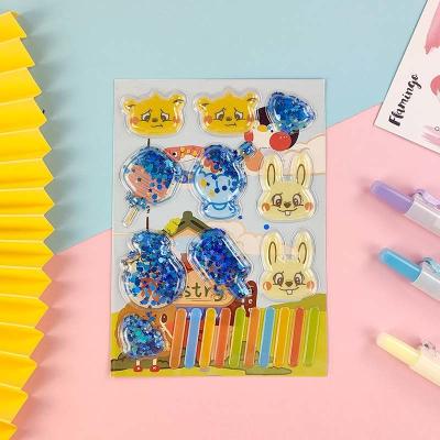 China Milky PVC Cartoon Sticker Sheet Water Gel Red Bubble Stickers 3D Concave Convex for sale