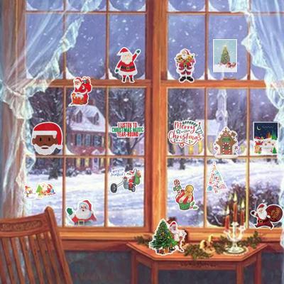 China Static Merry Christmas Window Stickers 0.15mm New Year Stickers for sale