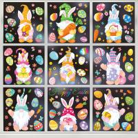 China Easter Egg Festive Stickers 0.01mm Window Glass Sticker For Easter Party Scenes for sale