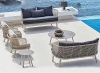 China High back Aluminum Rope outdoor sofa set high density sponge garden sofa set for sale