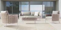 China Aluminum Wide Flat Rope garden sofa set high density sponge for sale