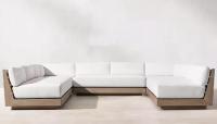 China Luxury Teak Wood Garden Sofa Set Modern Outdoor Furniture for Courtyard Park Hotel Villa Patios Poolsides for sale