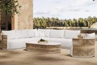 China Waterproof Lounge Couch Beige Luxury Modern Aluminium Outdoor Furniture Sectional Sofa Set For Courtyard for sale