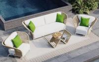 China Rope-Woven Modern Aluminum Outdoor Villa & Park Furniture Set Eco-Friendly Garden Sofa & Chairs Cushions Coffee Table for sale