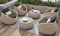 China High quality rope Outdoor Garden Sofa Set Waterproof Cushions-Durable Patio Furniture For Apartment for sale