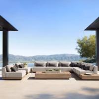 China Luxury Outdoor Furniture Teak Sofa Set Teak Wood Furniture Sectional Patio Garden Sofa Set for sale