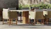 China WIcker Rattan Rope Teak Wood Outdoor Garden Round Table Design Garden Table And Chairs Patio Villa for sale