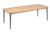 China Outdoor teak wood table and 6pcs chairs made with weather resistant UV resistant and aluminum frame built for gardens courtyards and villas for sale