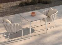 China Outdoor table and 6pcs chairs crafted from weather resistant UV rope and aluminum frame perfect for in gardens courtyards and villa outdoor spaces for sale