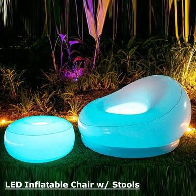 China Custom Inflatable LED Lighted Sofa Set: Glow-in-Dark Outdoor Indoor Lounge Chair & Ottoman – Waterproof Party Patio Furniture for sale
