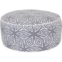 China Geometric Pattern Fabric Ottoman Pouf - Grey & White Modern Footstool: Multi-Use Decorative Floor Cushion for Living Room, Bedroom & Nursery for sale