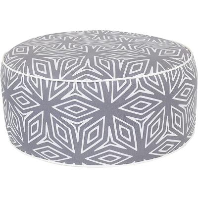 China Geometric Pattern Fabric Ottoman Pouf - Grey & White Modern Footstool: Multi-Use Decorative Floor Cushion for Living Room, Bedroom & Nursery for sale