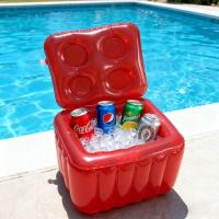 China Inflatable Floating Ice Cooler with Lid, Customizable PVC Pool Drink Cooler with Cup Holders for Summer Parties, OEM ODM Supported Customizable Inflatable Floating Cooler with Lid, PVC Pool Ice Bucket for sale
