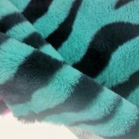 China 15mm Tricot Knitted 100% Polyester Very Soft Zebra-Stripe Printed Faux Rabbit Fur Fabric for sale