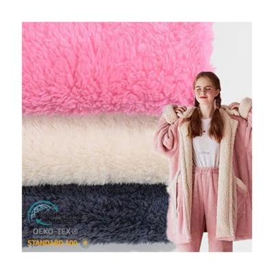 China Medium Weight Printed Polyester Faux Sherpa Fleece Lining Fabric for Jackets Recycled for sale