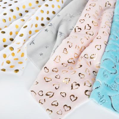 China 2000 Meters Minimum Order Customizable Density Polyester Gold Bronzing Embossed Fabric for sale