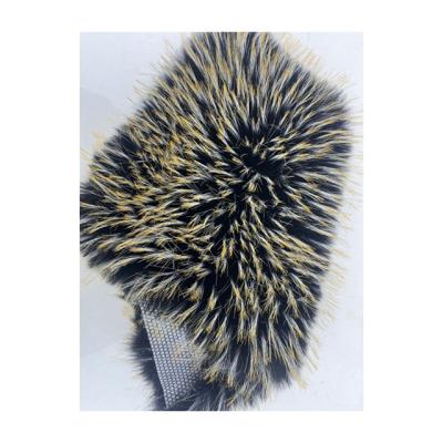China Soft and Luxurious High Pile Faux Fur Collar in Black with Orange Yellow Tip Dye for sale