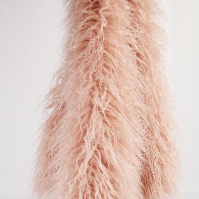 China Solid Color Long Pile Faux Fur Fabric with Density 750g/m2 and Width 58/60 for sale