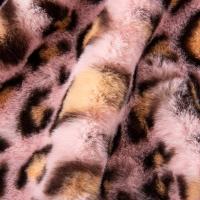 China Weft Knitted 100% Polyester Super Soft Leopard Print Rabbit Fur Faux Fur Fabric Thick for sale
