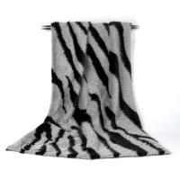 China Long Pile Faux Fur Fabric for Winter Season Strip Printed Design 150D Yarn Count for sale