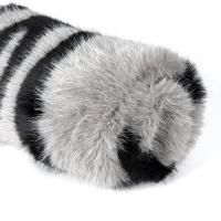 China Long Pile Faux Fur Fabric for Winter Season Strip Printed Design 150D Yarn Count for sale