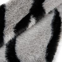 China Long Pile Faux Fur Fabric for Winter Season Strip Printed Design 150D Yarn Count for sale