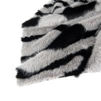 China Long Pile Faux Fur Fabric for Winter Season Strip Printed Design 150D Yarn Count for sale