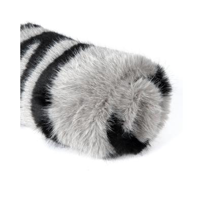 China Ladies Vest Long Pile Faux Fur Fabric with Strip Printing and Plush in Weft Suede for sale