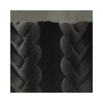China Soft Hand Feel Faux Black Coat with 1150g/m Weight and Knitted Backing Technics for sale