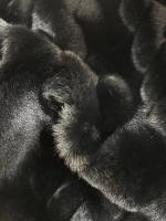 China Soft Hand Feel Faux Black Coat with 1150g/m Weight and Knitted Backing Technics for sale