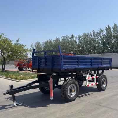 China Hydraulic Dump Four Wheel Farm Trailer 4T Blue 1440Kg Thickened Steel Plate for sale