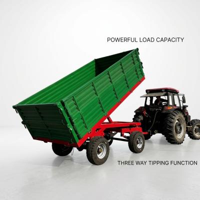 China 10 Ton Three-Way Hydraulic Tipping Farm Trailer with Air Brake System for Heavy-Duty Transport for sale