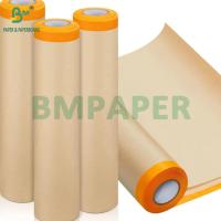 China 70gsm Car Paint Pre Taped Kraft Paper Spray Covering Protective Masking 126 cm for sale
