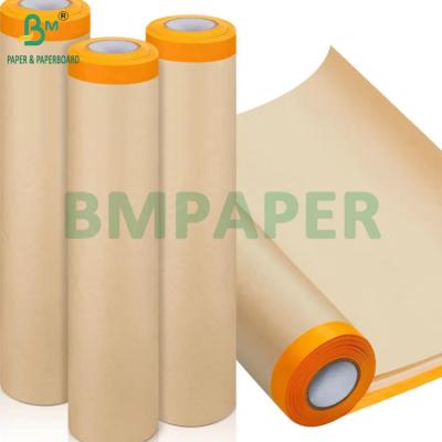 China 70gsm Car Paint Pre Taped Kraft Paper Spray Covering Protective Masking 126 cm for sale